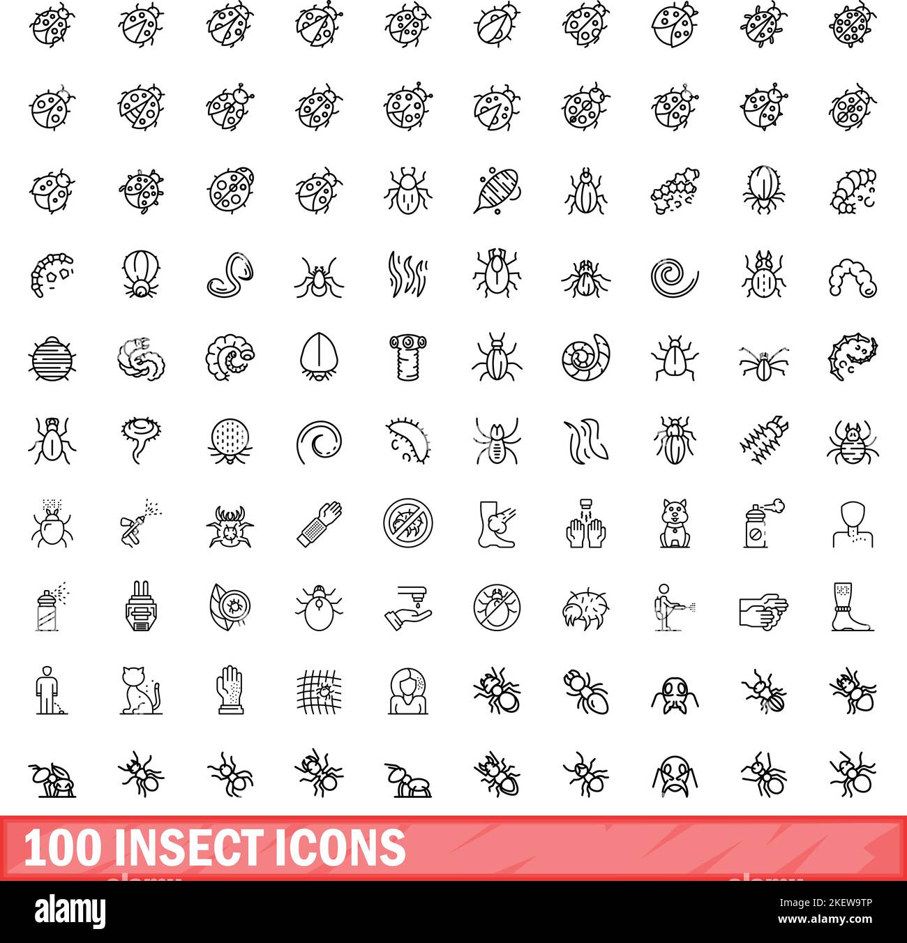 100 insect icons set. Outline illustration of 100 insect icons vector ... 100 insect icons set. Outline illustration of 100 insect icons vector ...