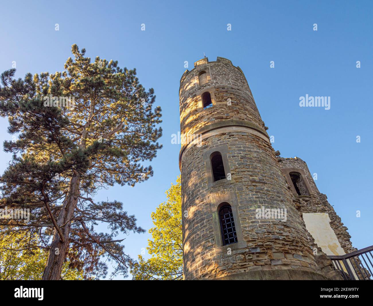 Stainborough Castle turret, a folly in Wentworth Castle Gardens ...