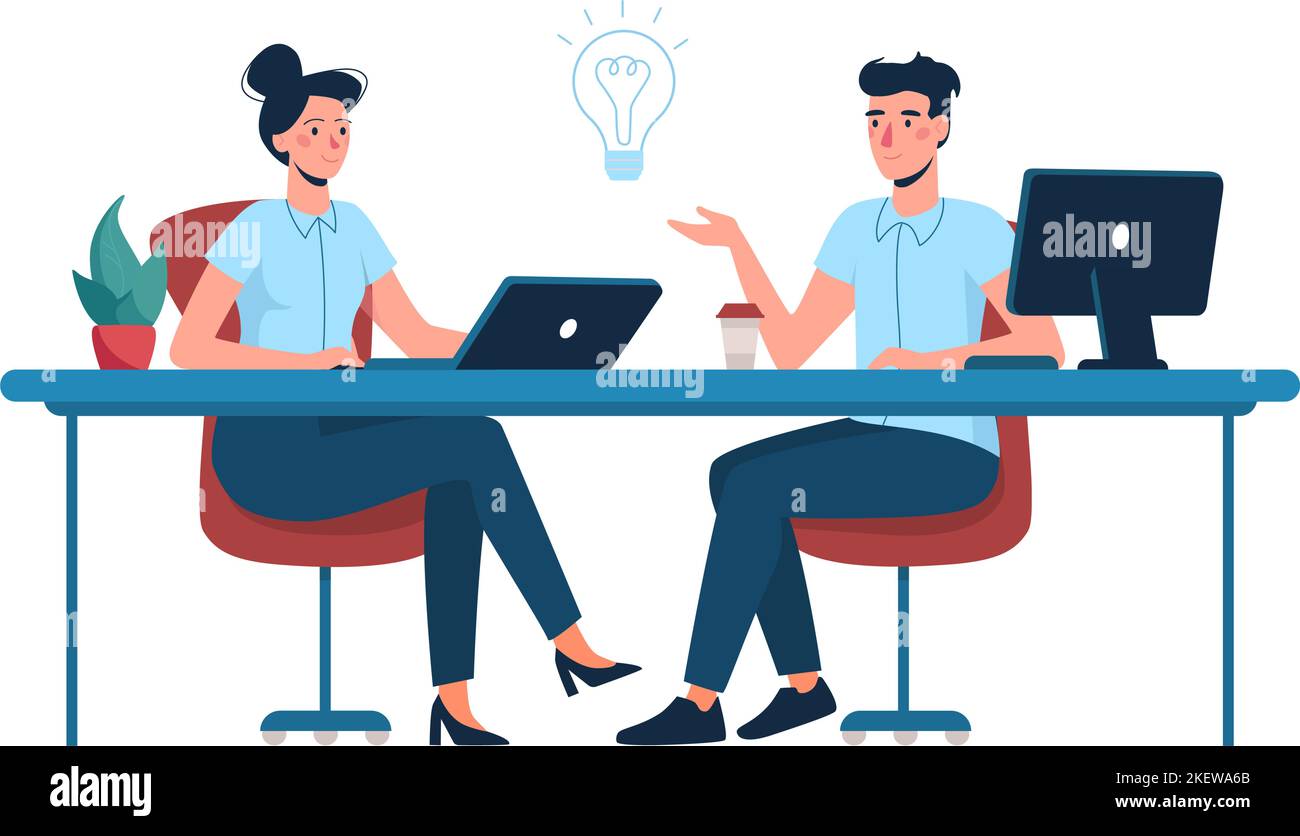 Business people work together in the office, discuss ideas for a ...