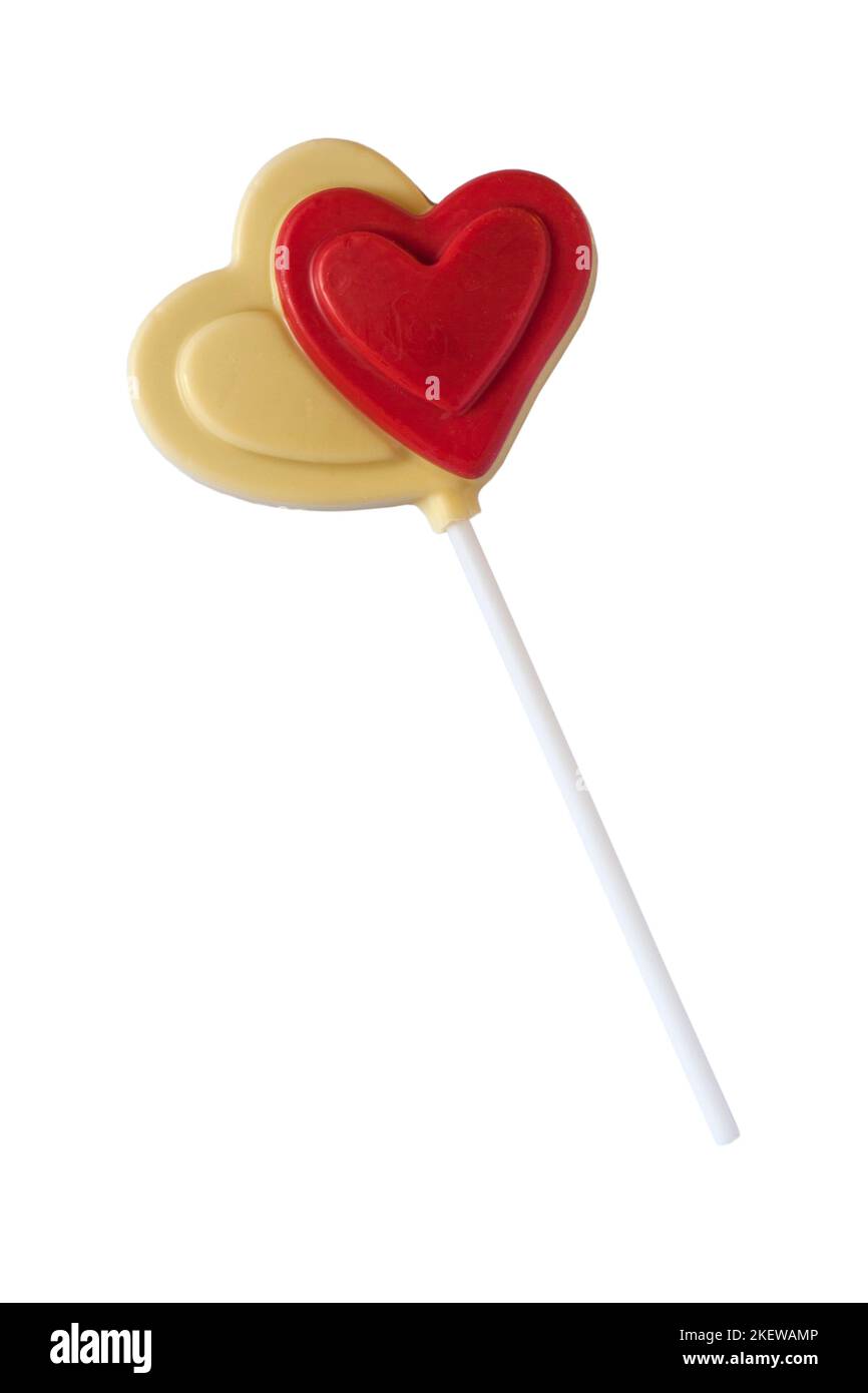 heart shaped chocolate lolly lollipop isolated on white background ...