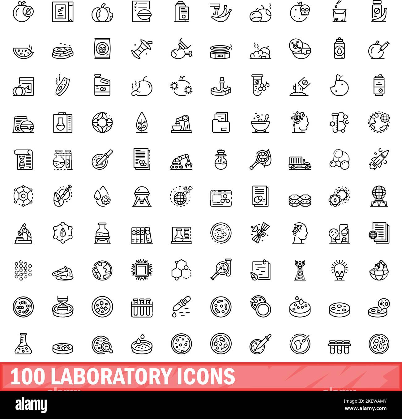 100 laboratory icons set. Outline illustration of 100 laboratory icons ...