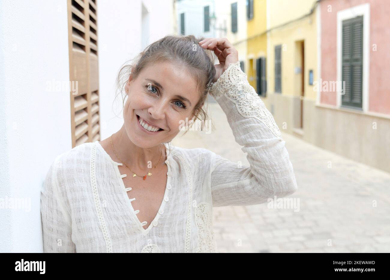 Spanish actress Ruth Llopis poses smiling during an interview, in the ...