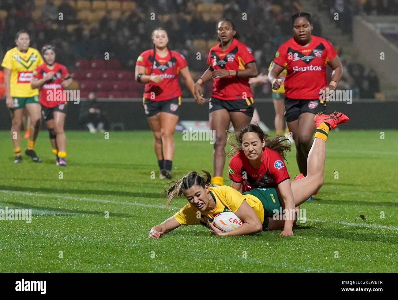 Australia's Shaylee Bent scores their side's fourth try during the ...