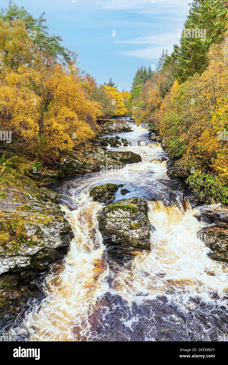 The Black Water River (which drains Glen Shee as Shee Water) in autumn ...