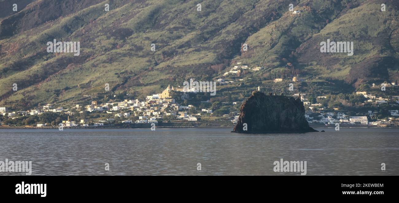 Stromboli Island with an Active Volcano in Tyrrhenian Sea. Italy ...