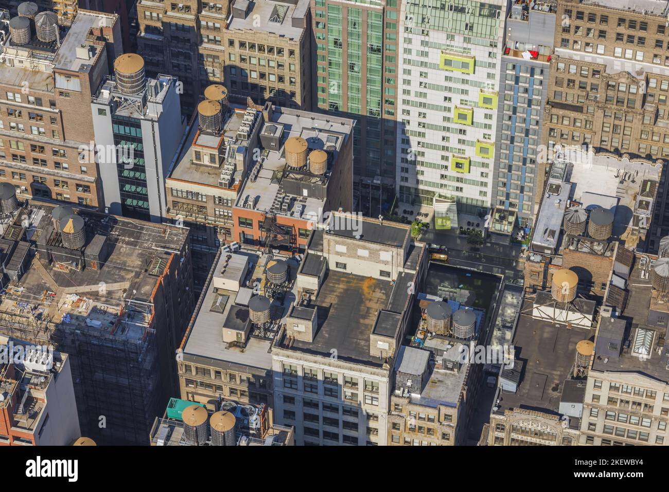Beautiful top view of rooftops of Manhattan skyscrapers in New York ...