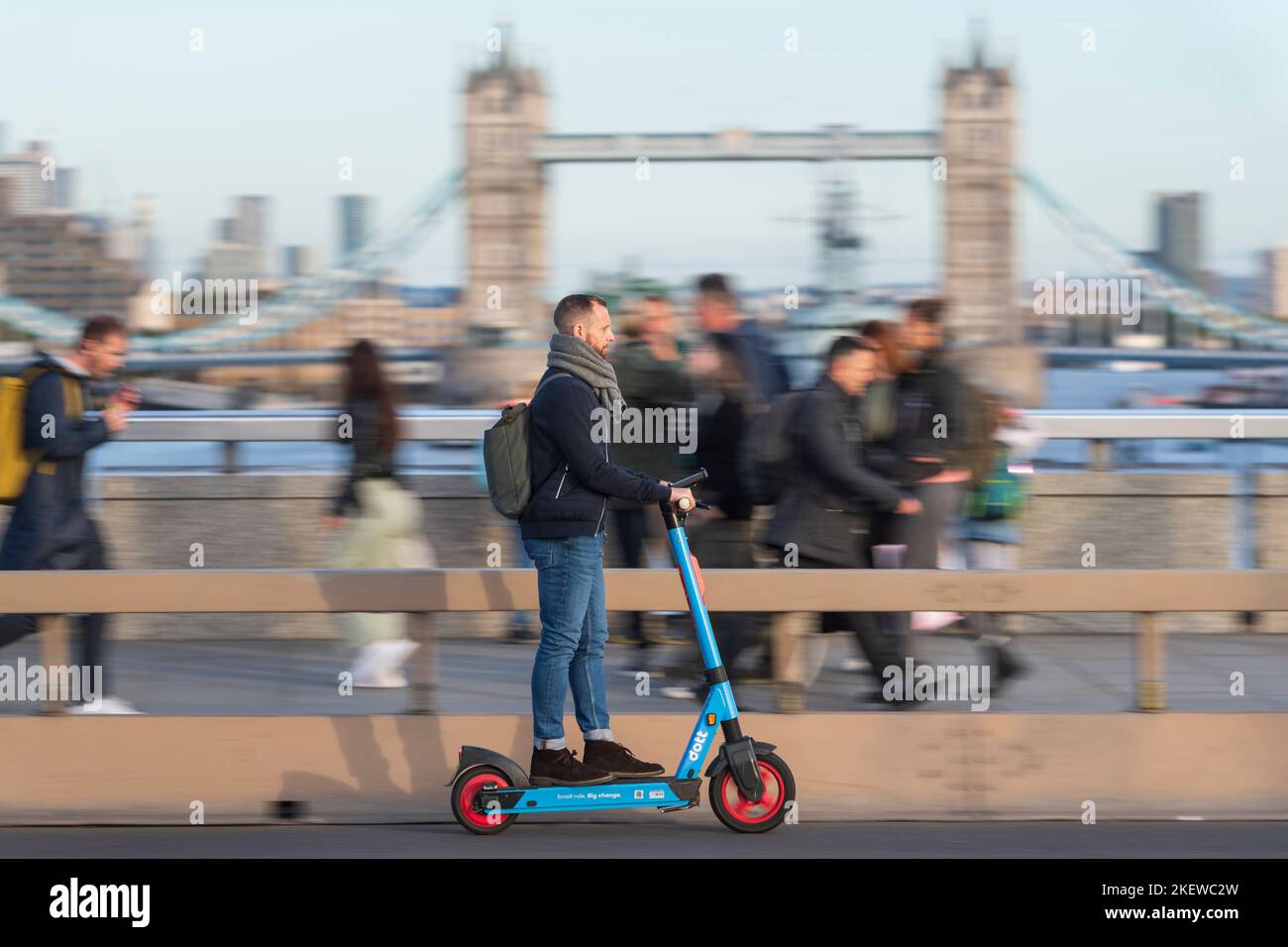 A man riding on a Dott e-scooter part of the Transport for London e ...