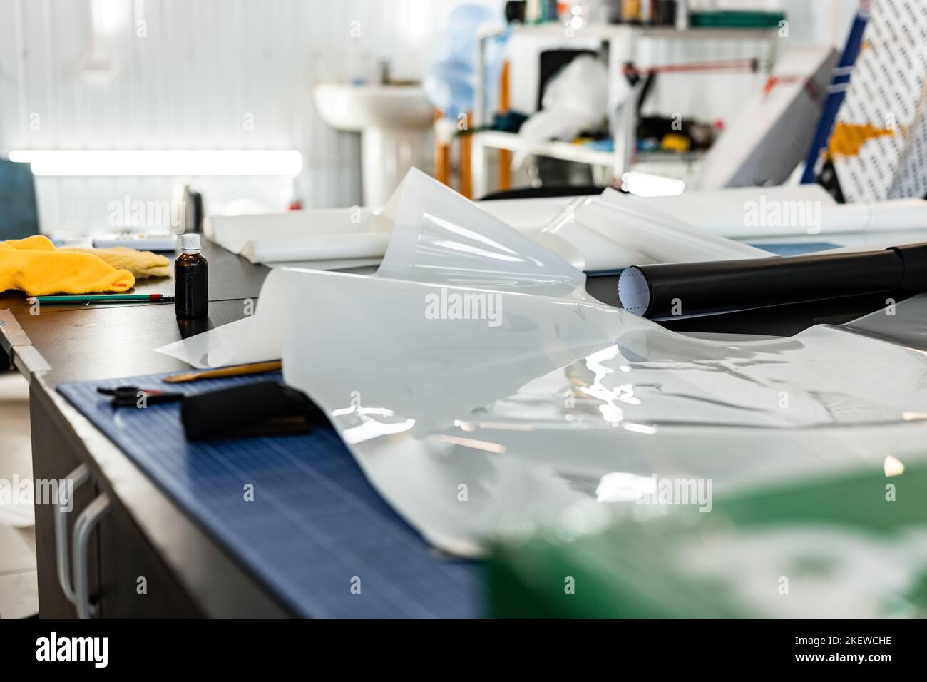Working tools in a car detailing center Stock Photo - Alamy