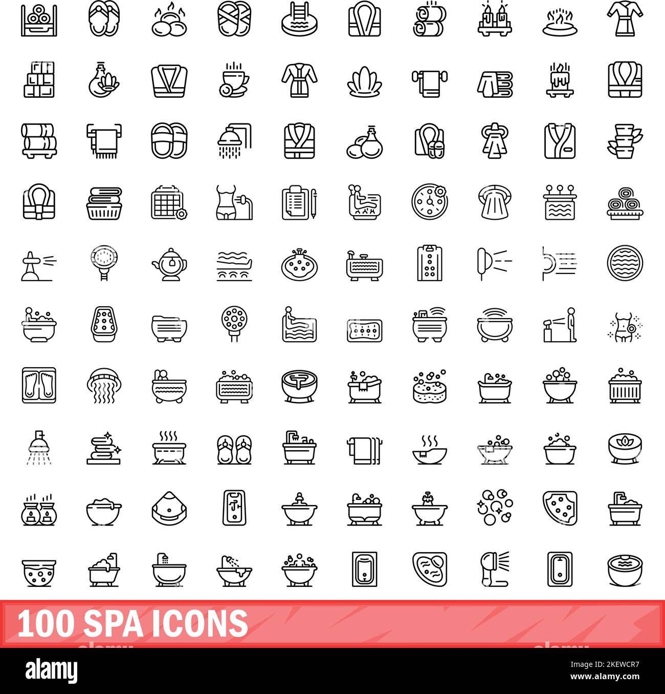 100 spa icons set. Outline illustration of 100 spa icons vector set ...