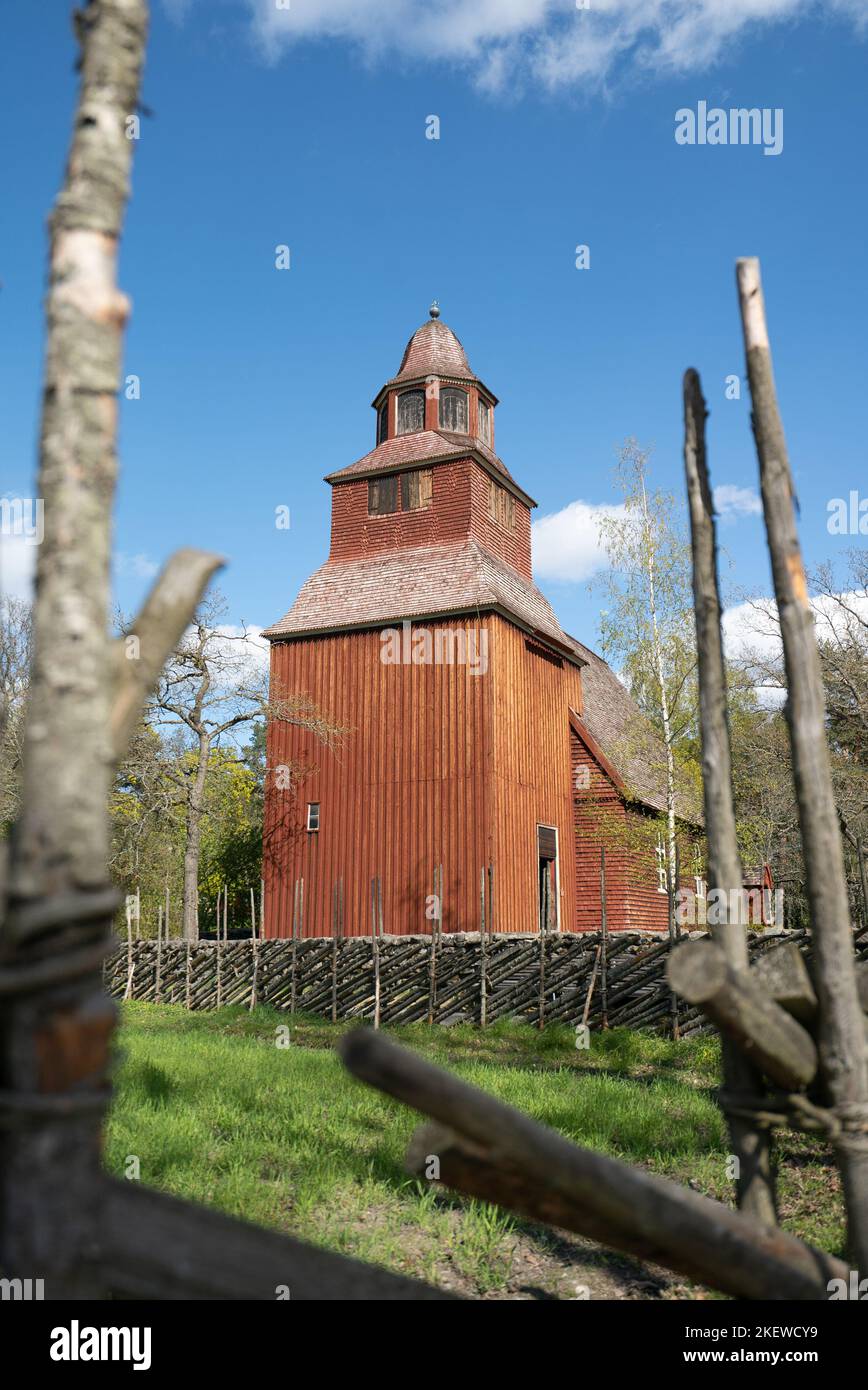 Exterior view of Seglora Church from Seglora Village in Sweden, now in ...