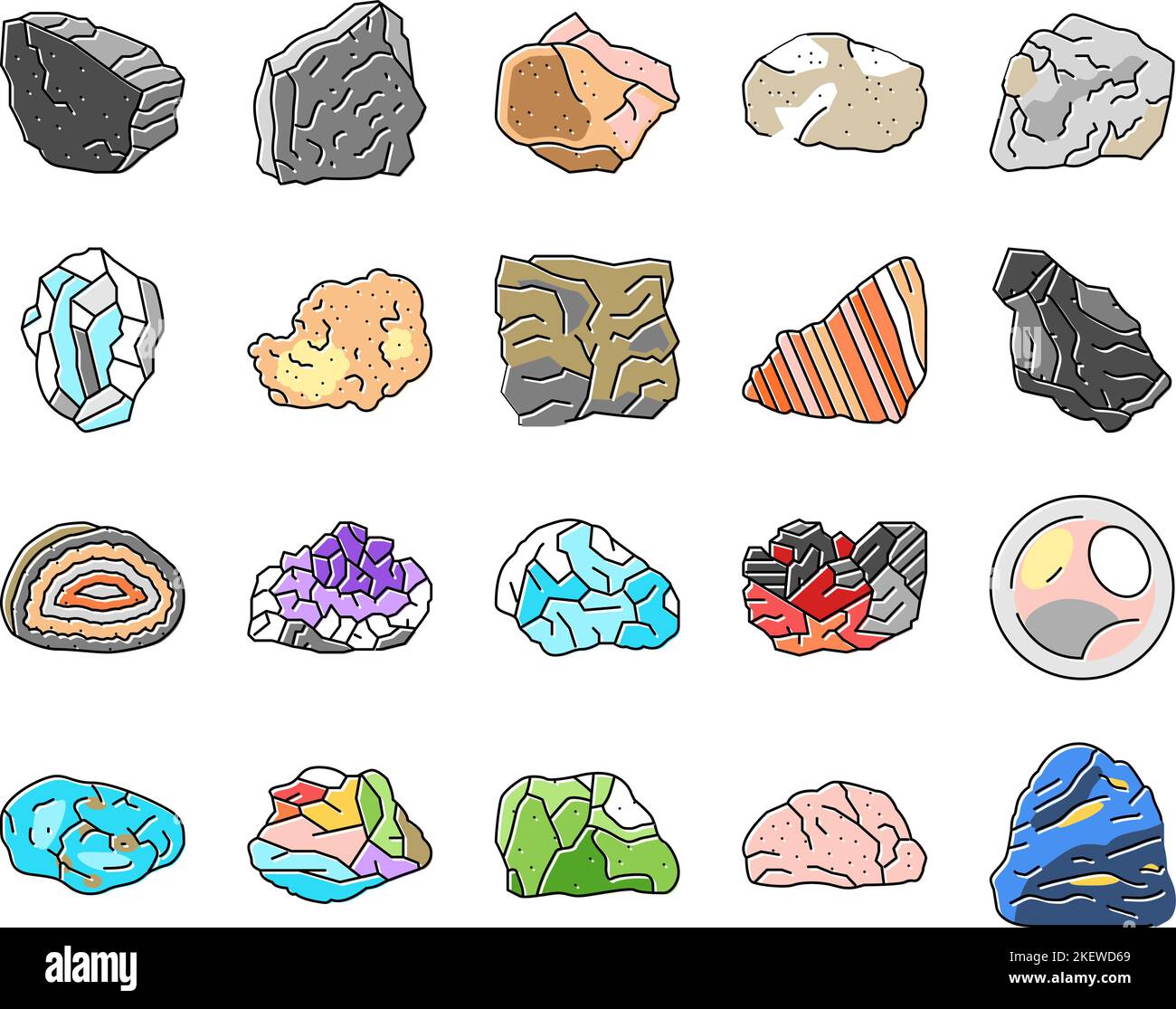 stone rock texture nature icons set vector Stock Vector Image & Art - Alamy