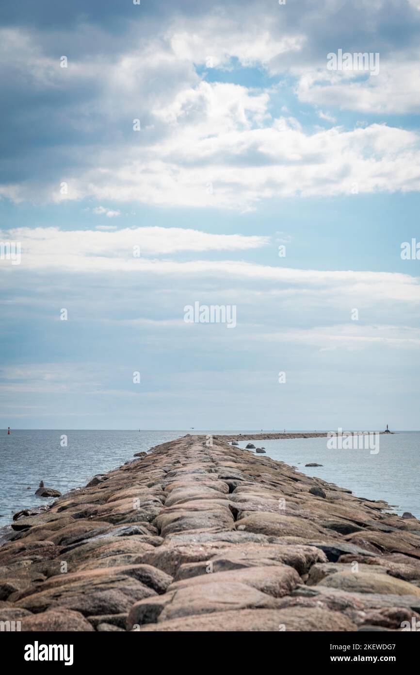 Summer in Parnu stone jetty Estonia Stock Photo - Alamy