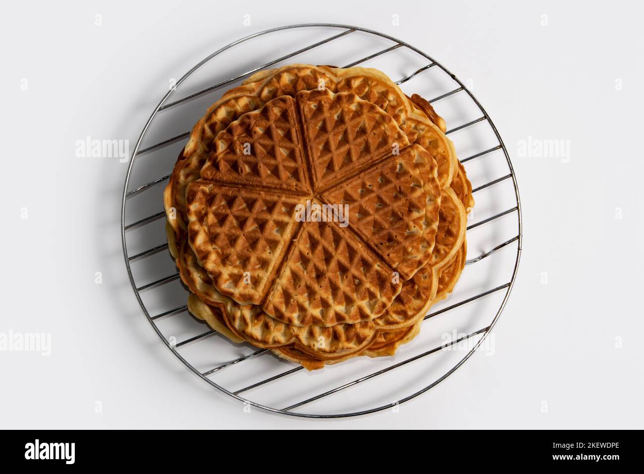 Waffles cooling on a metal rack Stock Photo - Alamy