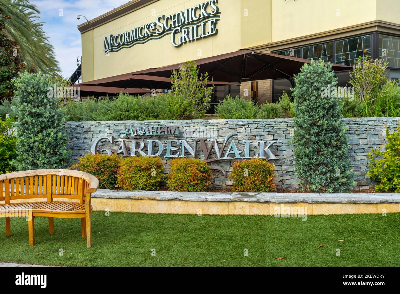 Anaheim, CA, USA – November 2, 2022: Landscaped area of the Anaheim ...