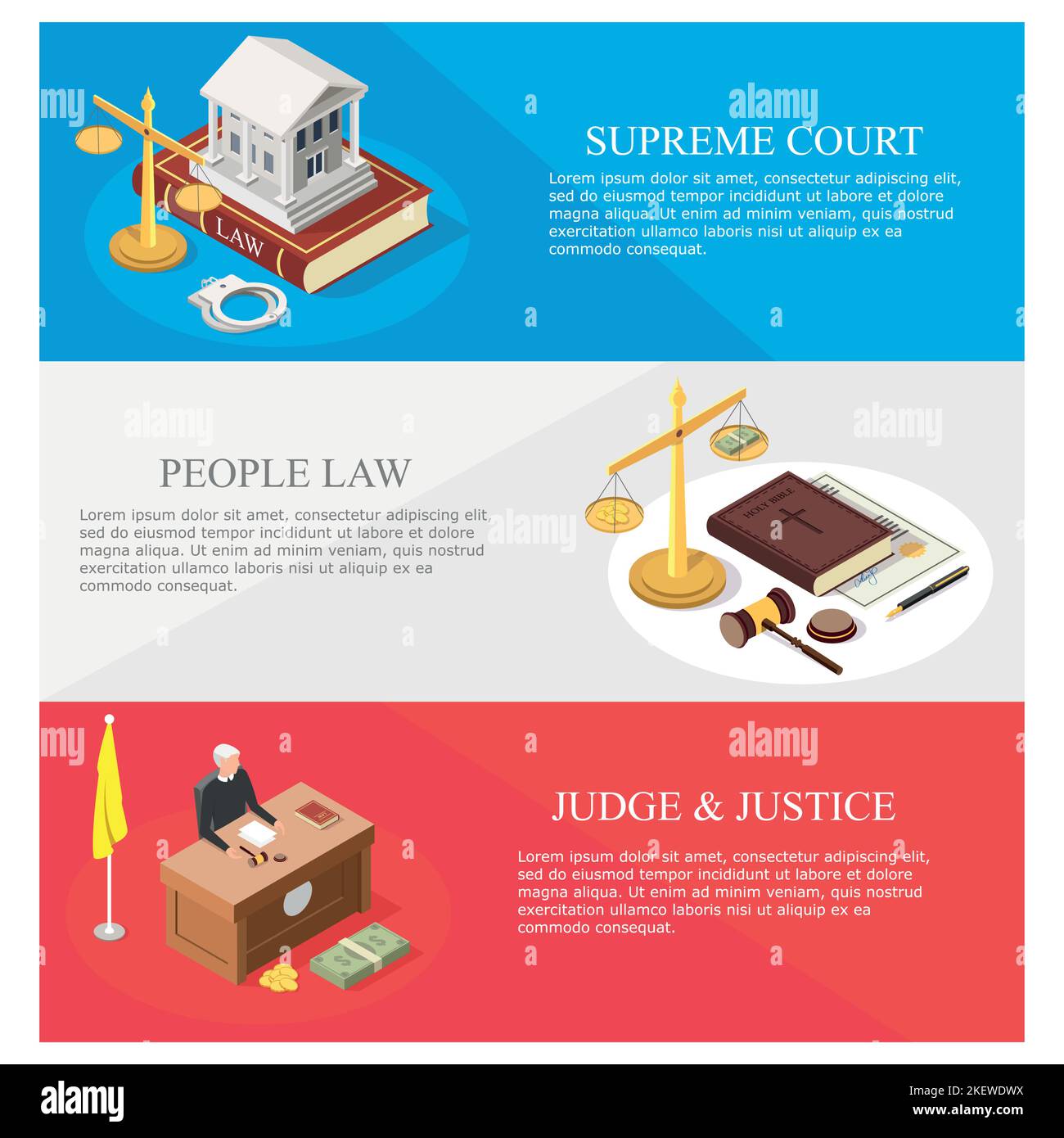 Law vector concept banner template set. Supreme court, law and justice ...