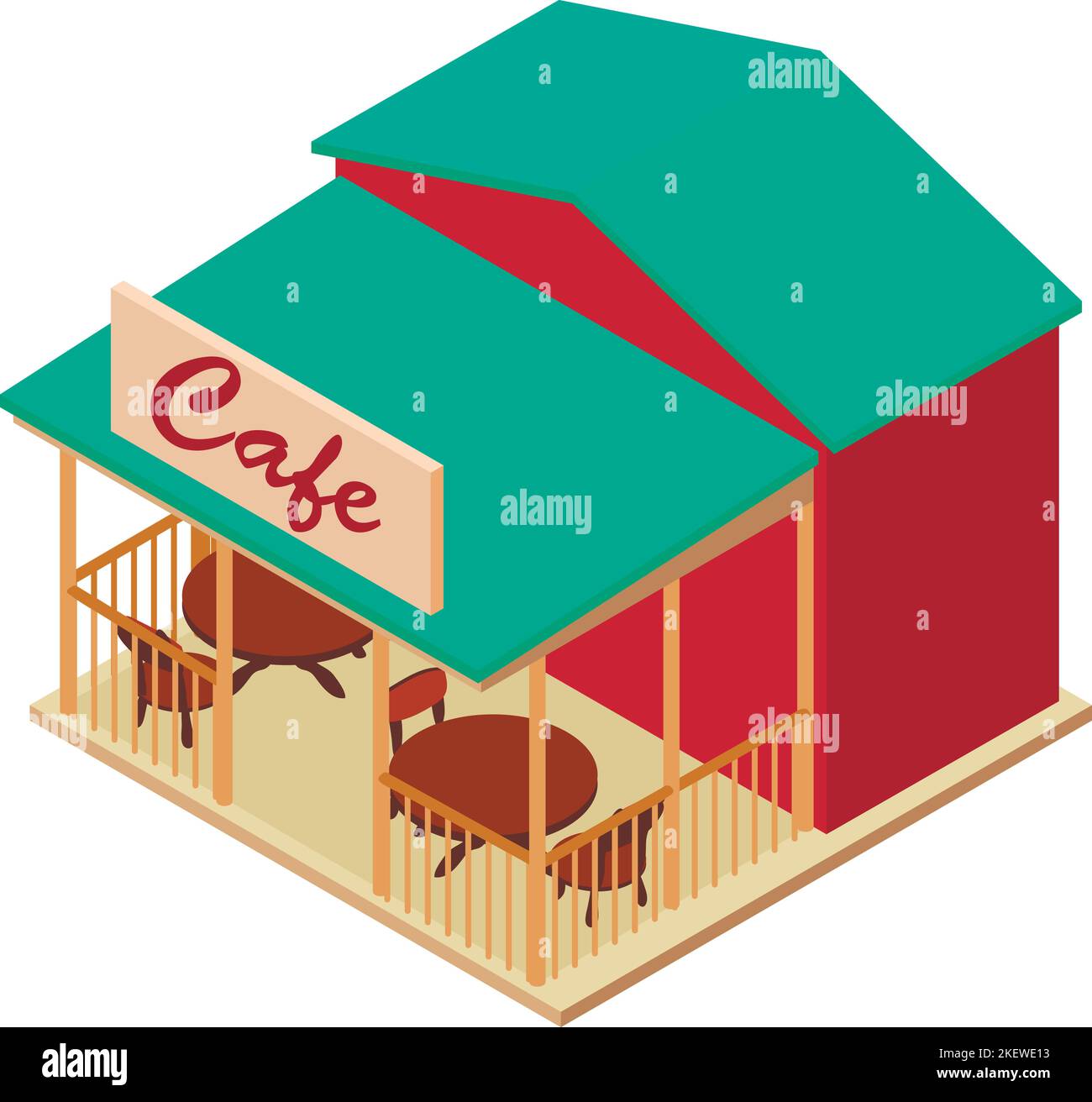 Cafe building icon isometric vector. Cafe with table and chair on open ...