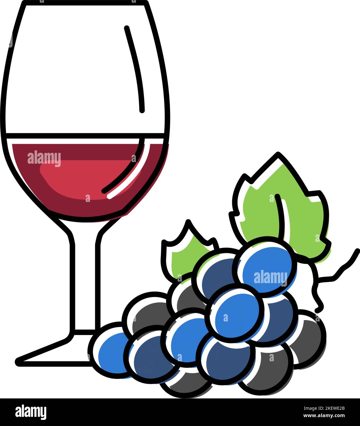 glass wine red grapes color icon vector illustration Stock Vector Image ...