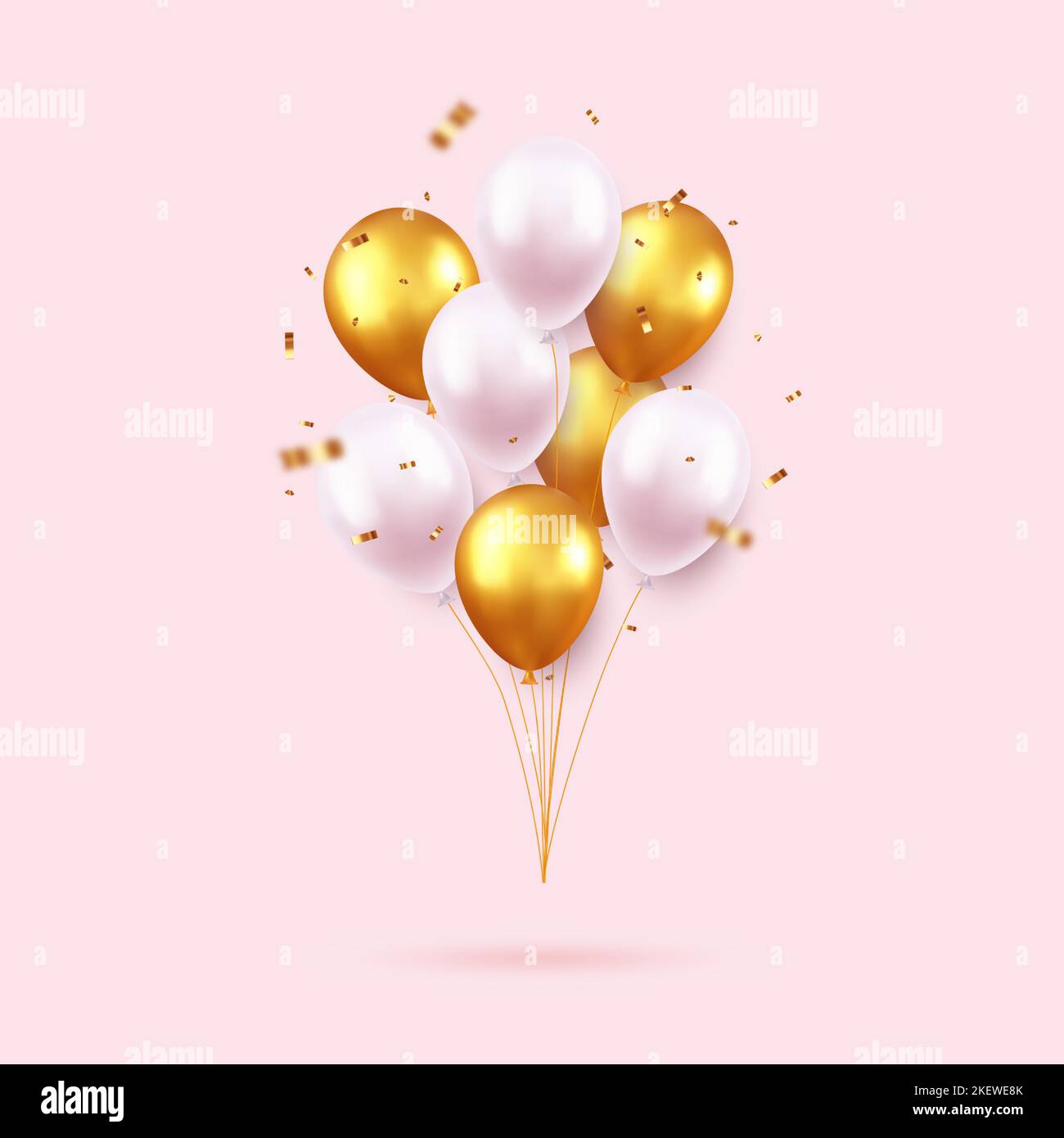 3d Realistic Colorful Happy Birthday Balloons Flying for Party and ...