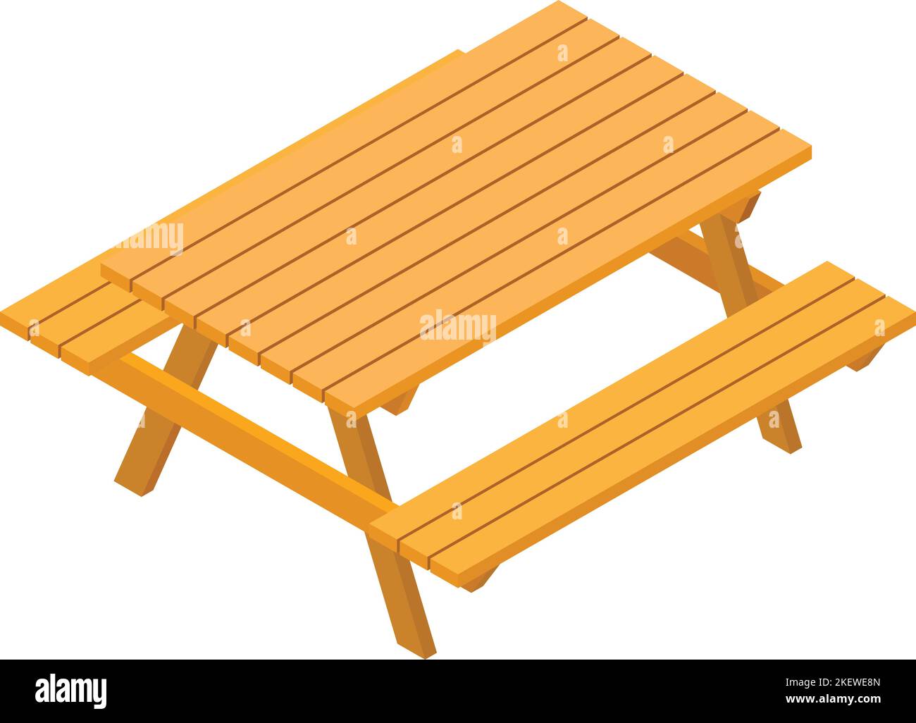 Outdoor furniture icon isometric vector. New wooden table and two ...