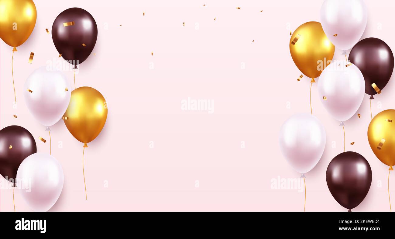 Celebration party banner with color balloons background Stock Vector ...
