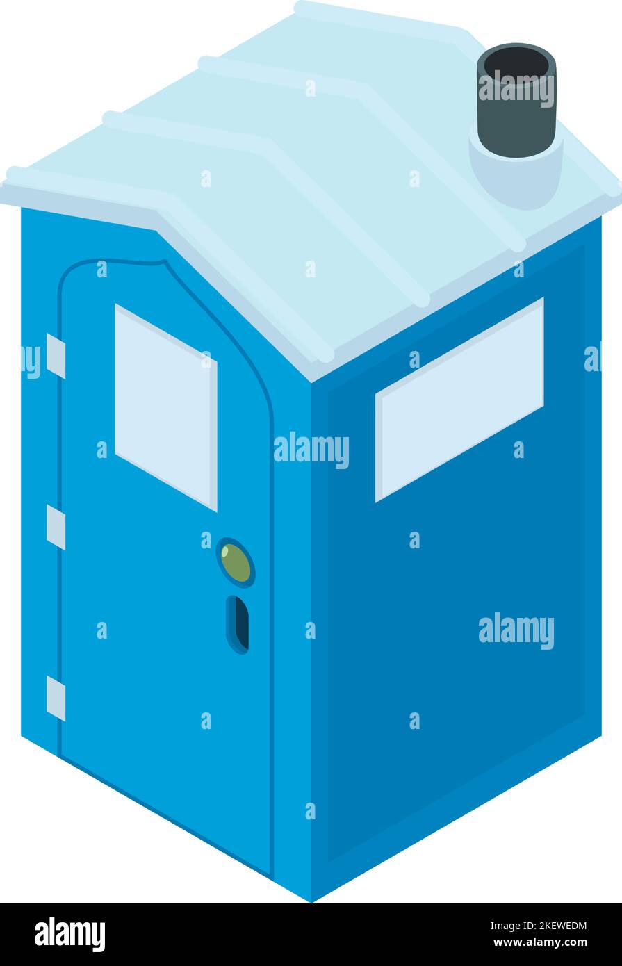 Bio toilet icon isometric vector. New freestanding blue closed bio ...