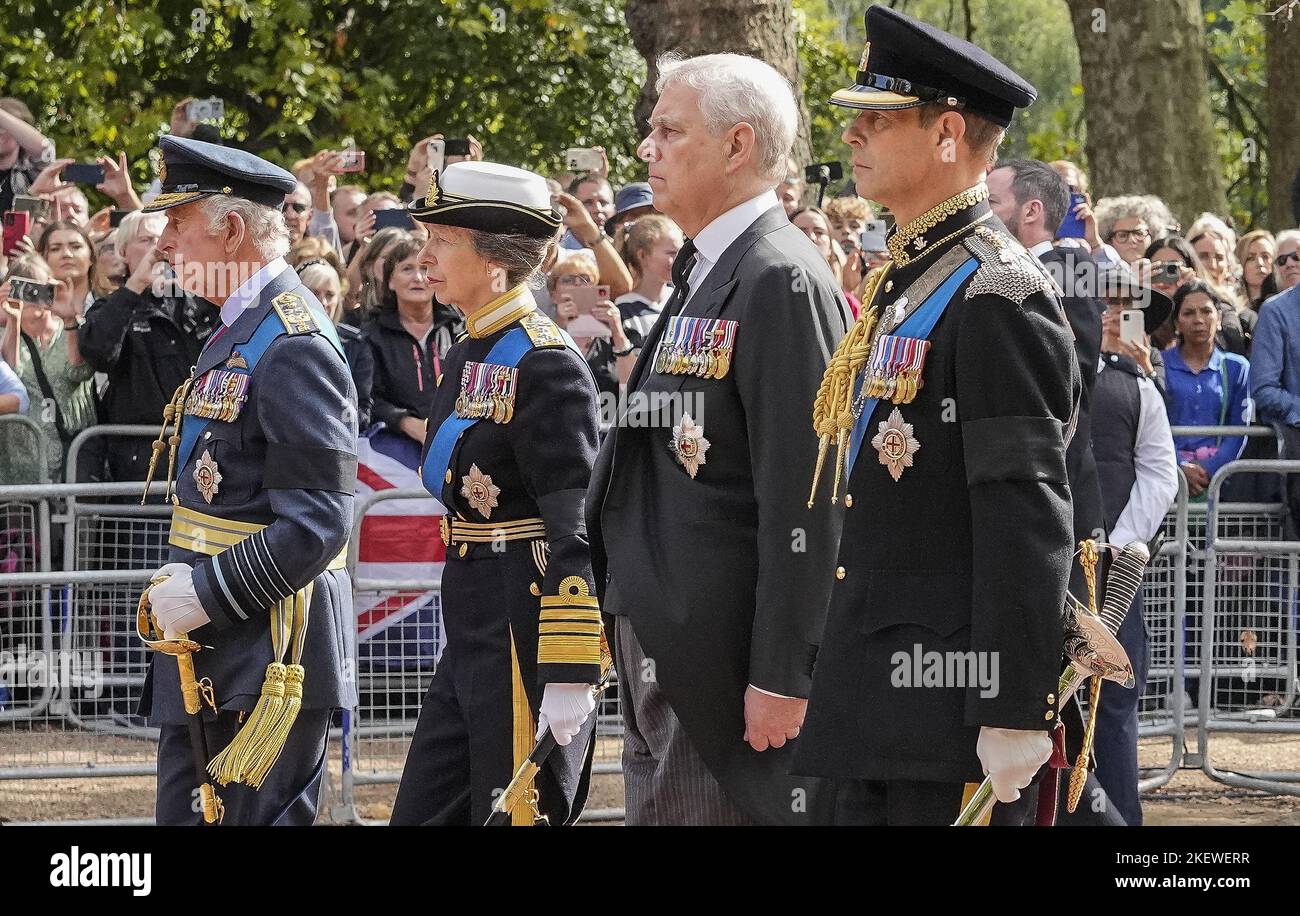 File photo dated 14/09/22 of (left to right) King Charles III, the ...