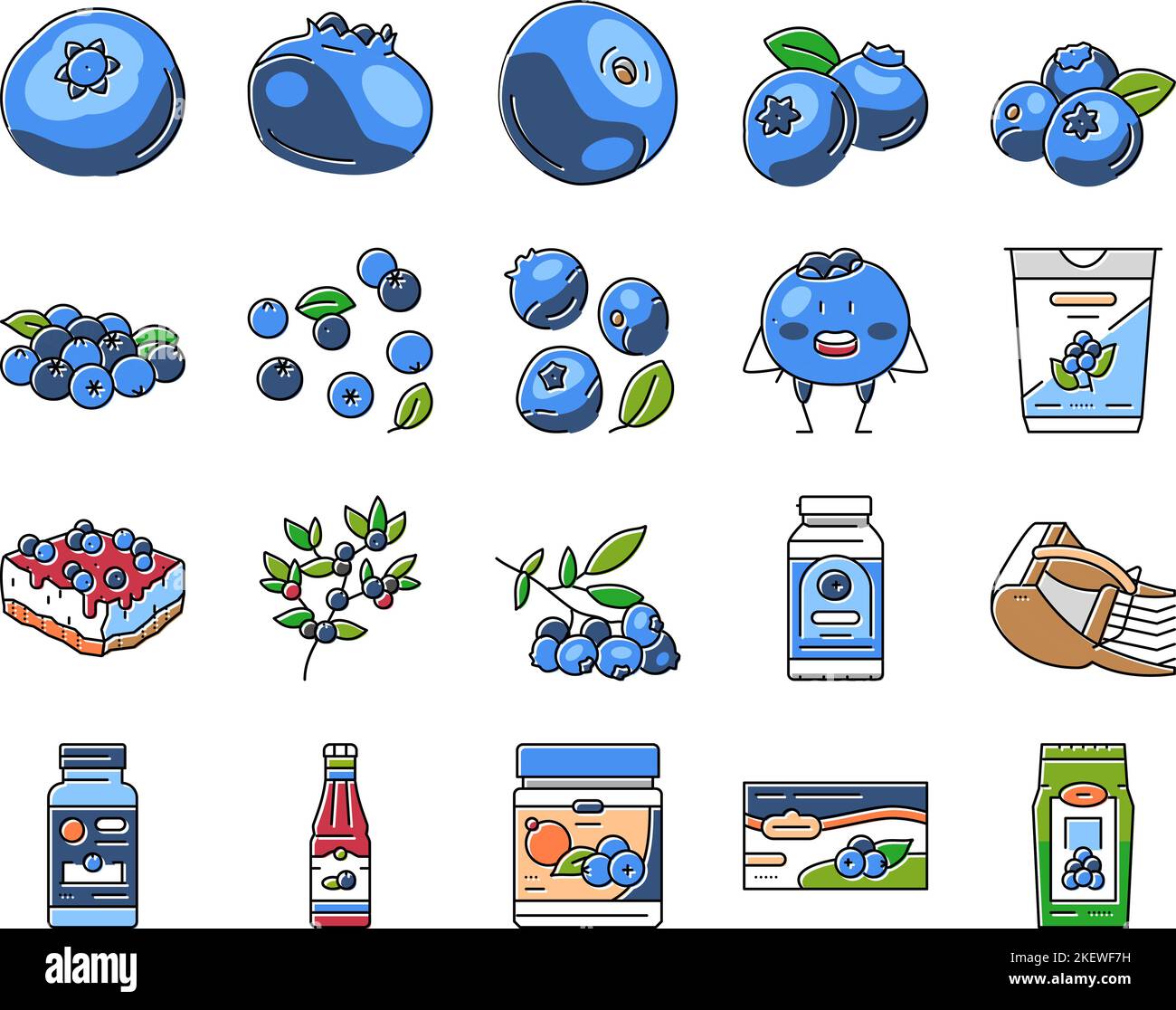 blueberry biberry blue berry icons set vector Stock Vector Image & Art ...