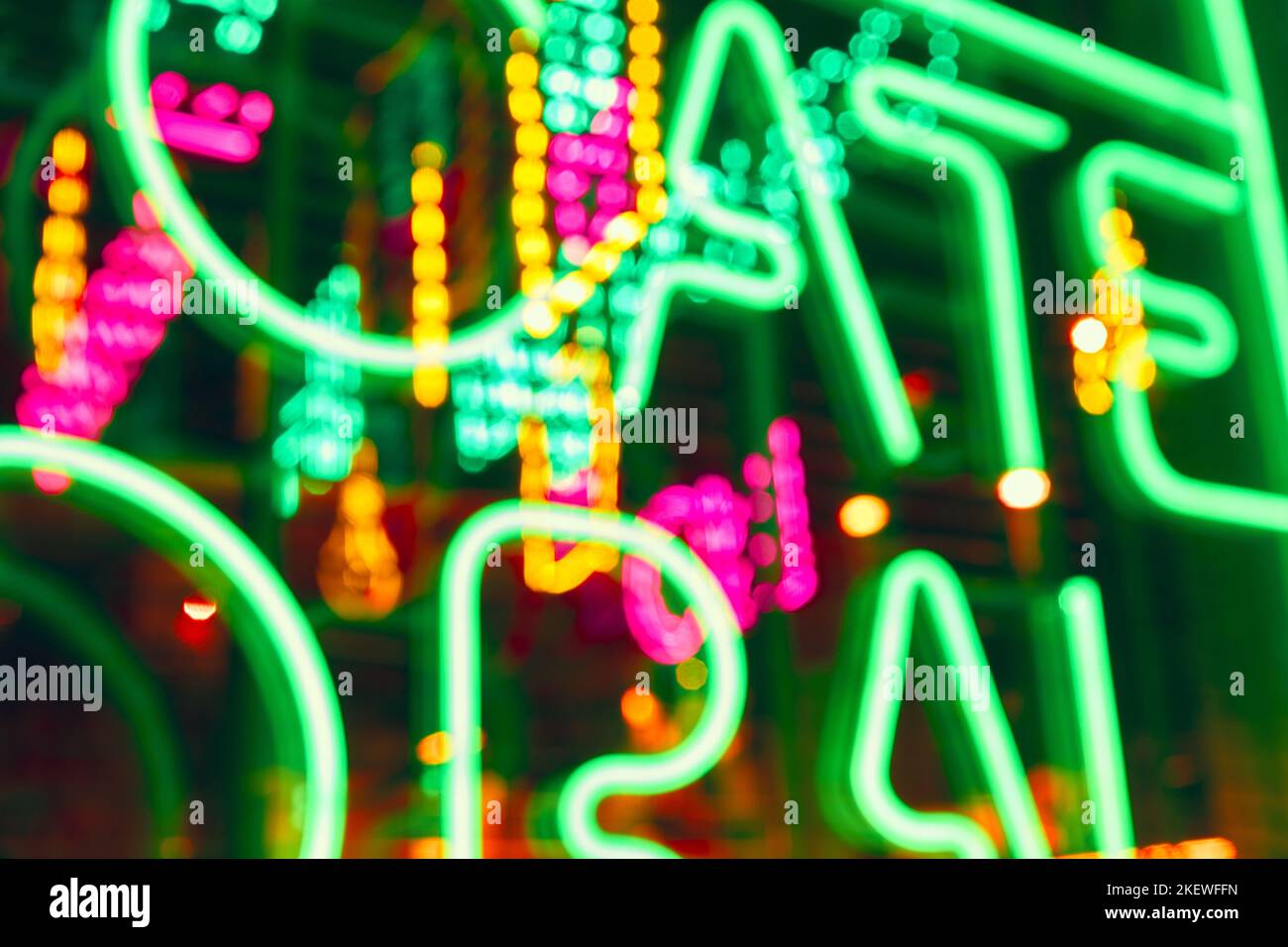 Neon abstract background. Glowing sign on the window in the city Stock ...
