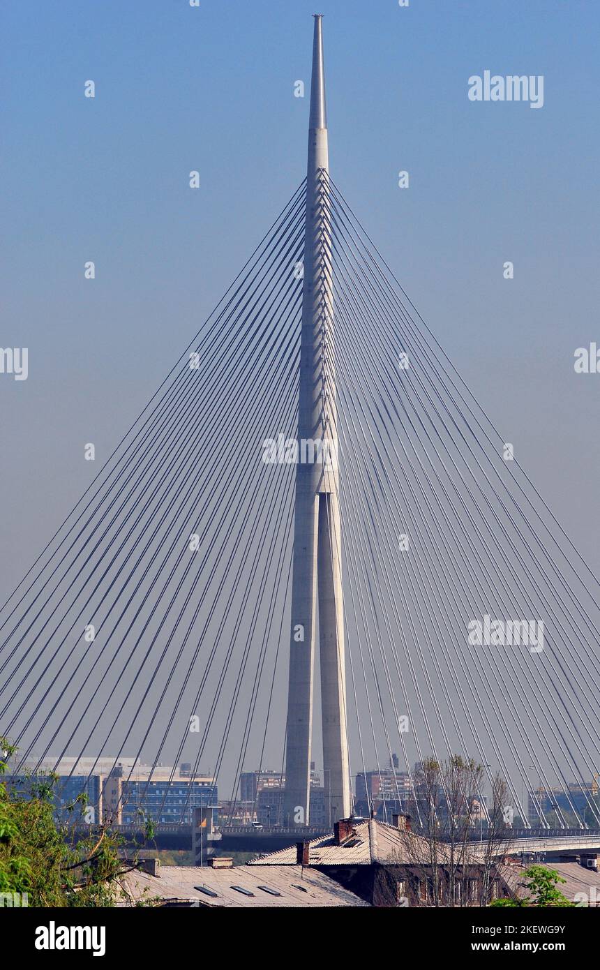 New Ada bridge of Belgrade city Stock Photo - Alamy