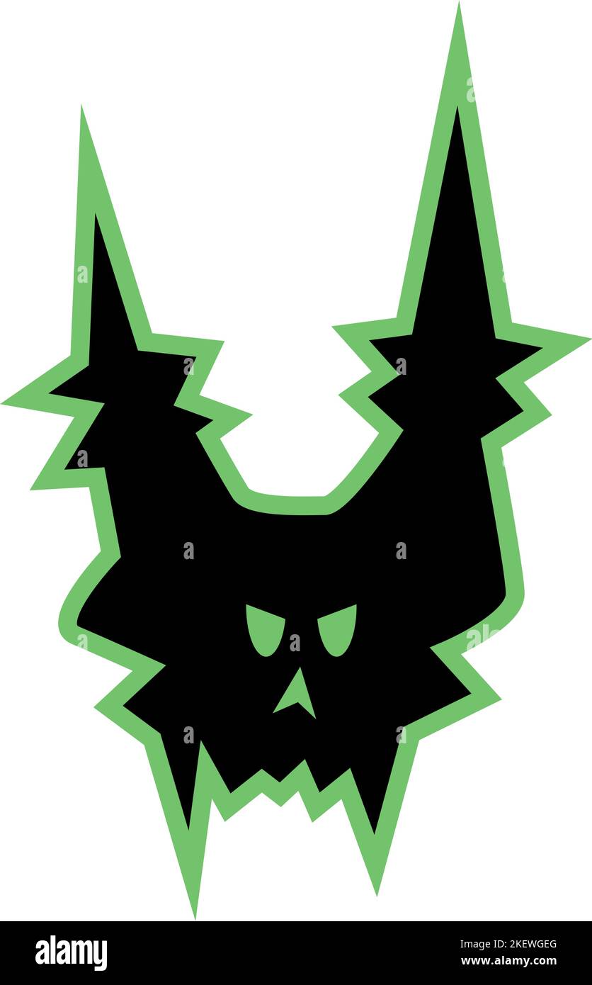 A vertical spooky black and green ghost isolated on the white ...