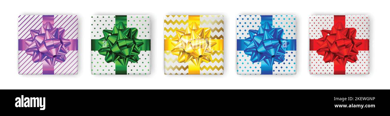 Collection of realistic gift boxes, decorative presents isolated on ...