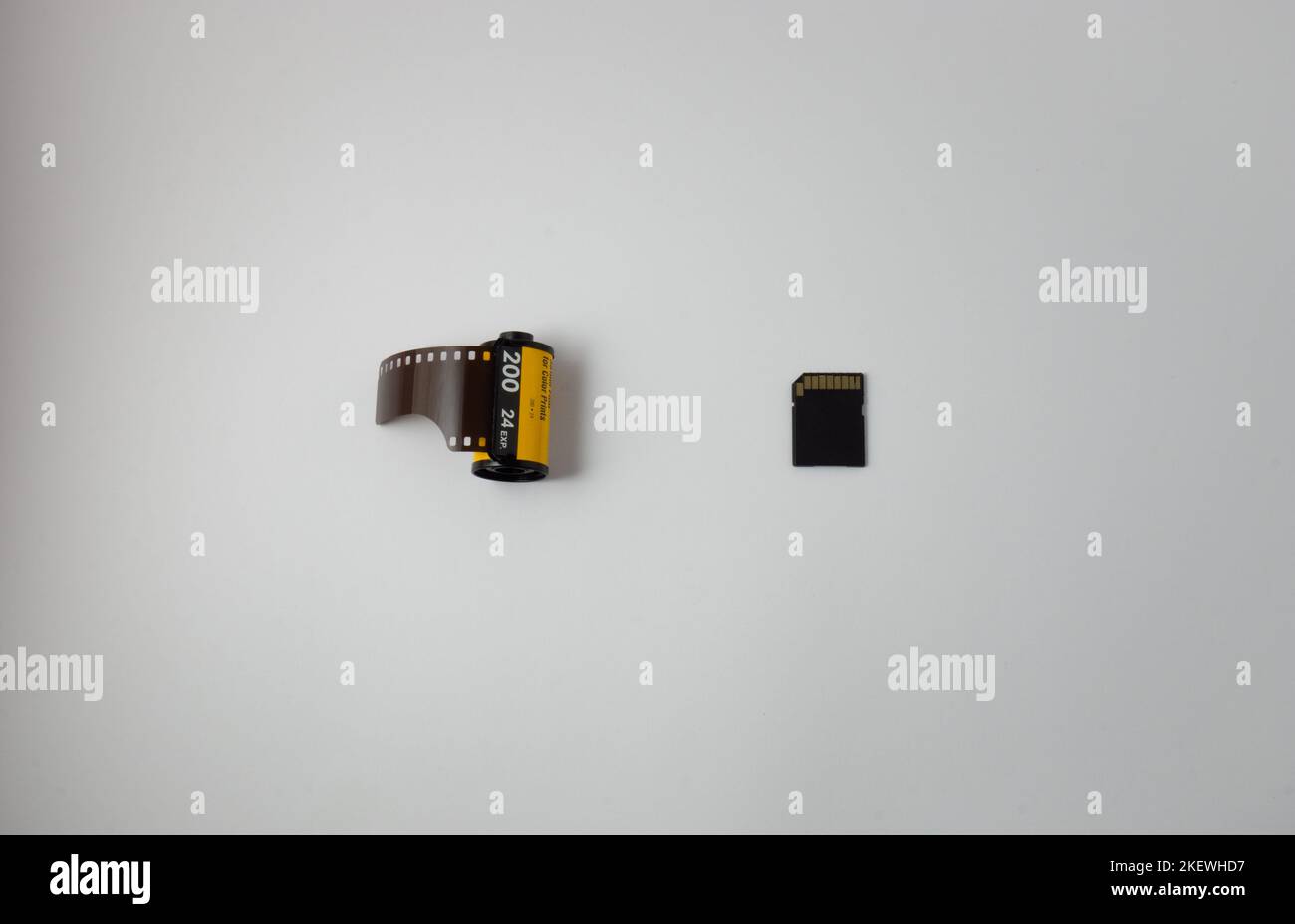 evolution concept of saving photo in comparison, old camera roll and SD ...