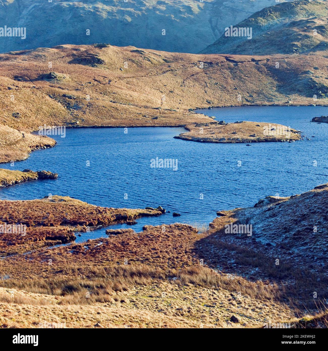 Angle Tarn view to east January Lake District National Park, North East ...