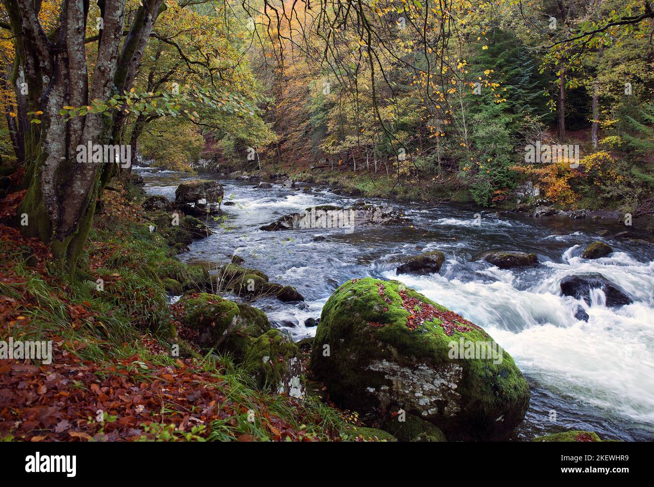 Photograph of River Llugwy (Afon Llugwy) in spate Betws-y-Coed ...