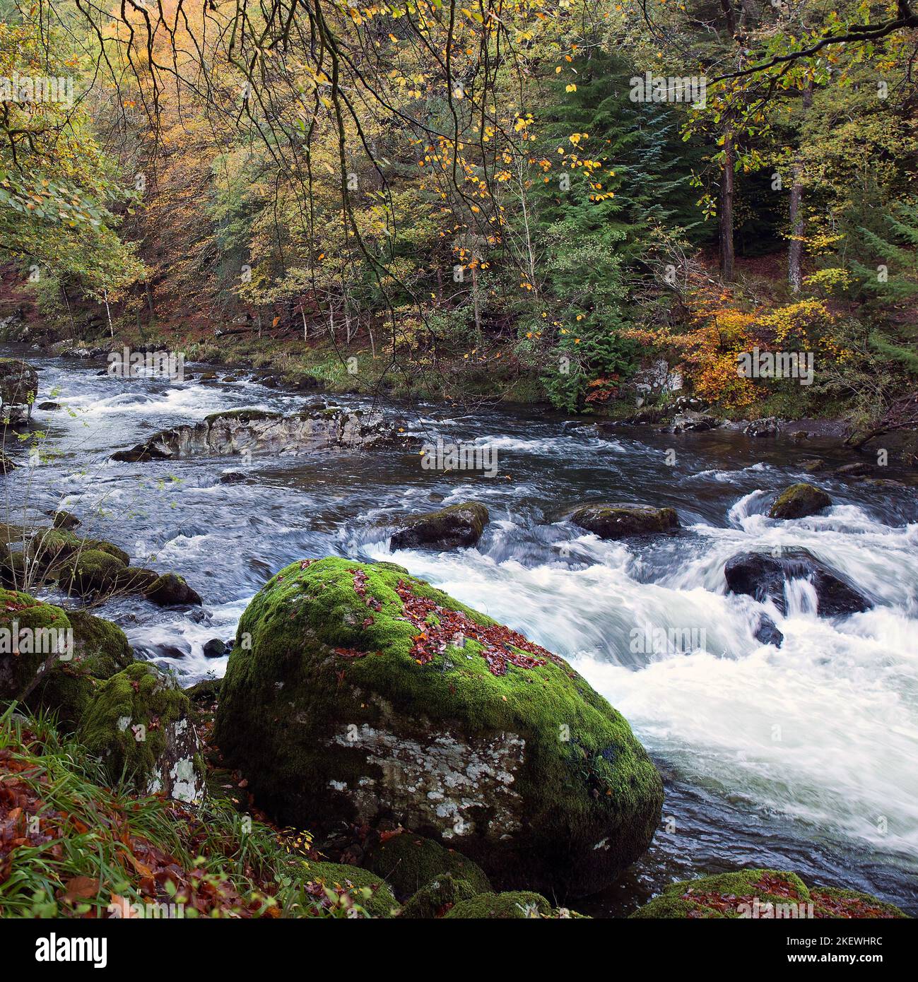 Photograph of River Llugwy (Afon Llugwy) in spate Betws-y-Coed ...