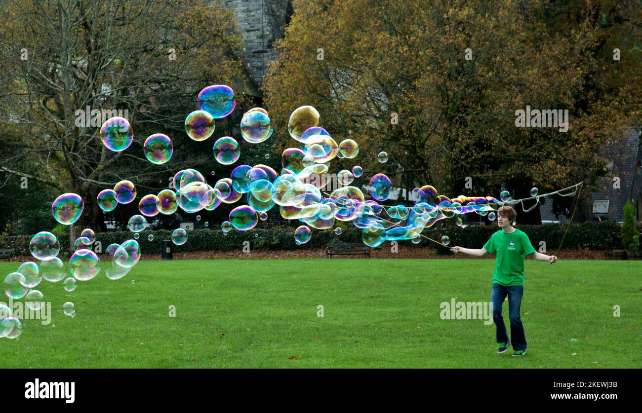 Dr Zig Giant Bubble display on the village green at Betwys Y Coed ...