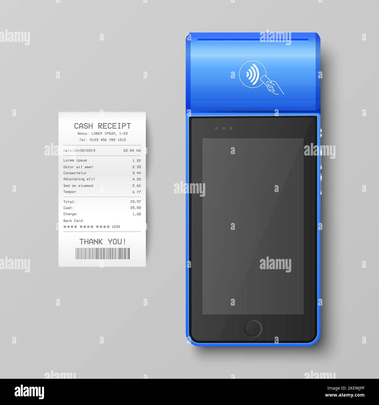 Vector 3d NFC Payment Machine with Approved Status, Paper Check ...