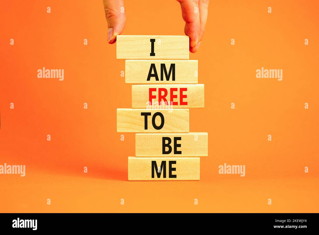 I am free to be me symbol. Concept words I am free to be me on wooden ...
