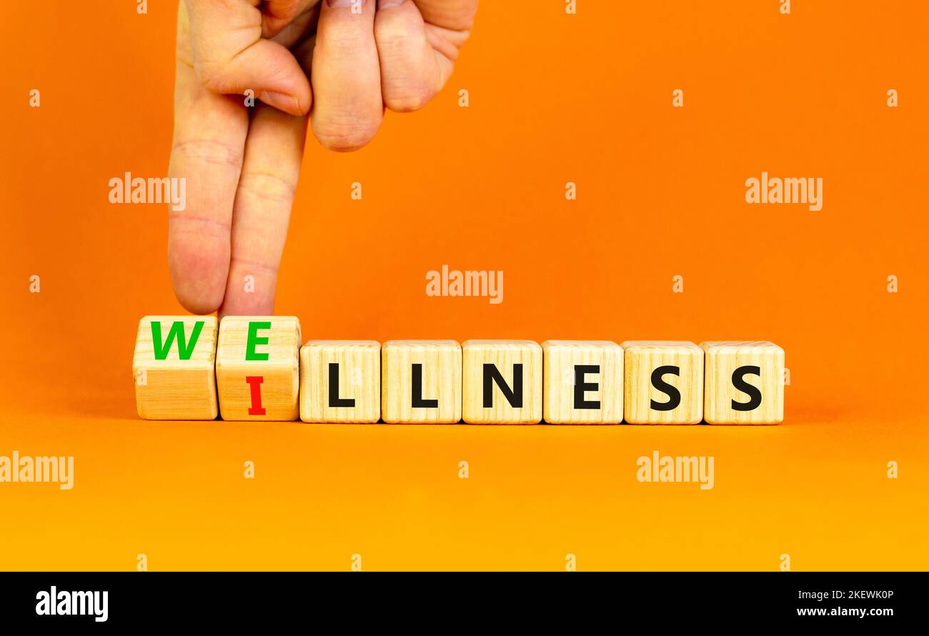 Wellness or illness symbol. Concept words Wellness and Illness on ...