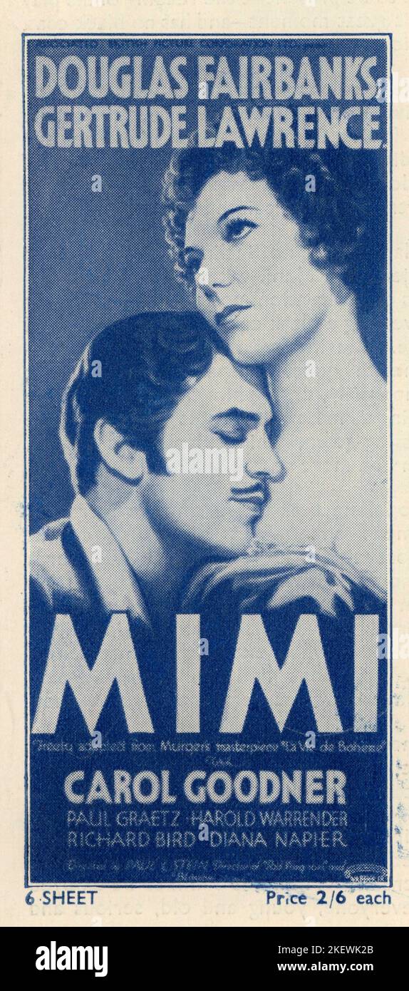 DOUGLAS FAIRBANKS Jr. and GERTRUDE LAWRENCE in MIMI 1935 director PAUL L. STEIN adapted from the ...