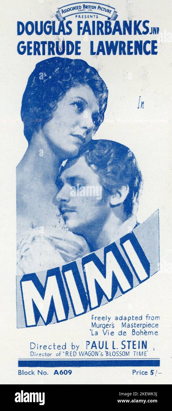 DOUGLAS FAIRBANKS Jr. and GERTRUDE LAWRENCE in MIMI 1935 director PAUL L. STEIN adapted from the ...