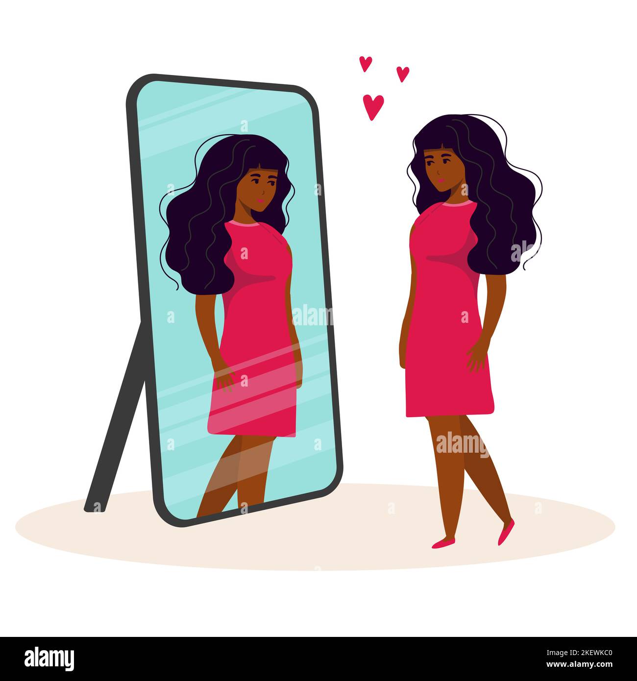 Girl Standing In Front Of Mirror Stock Vector Images Alamy