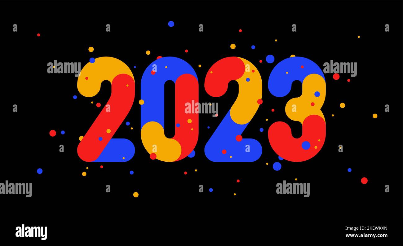 2023. Happy New Year. Greeting card with inscription 2022. Geometric ...