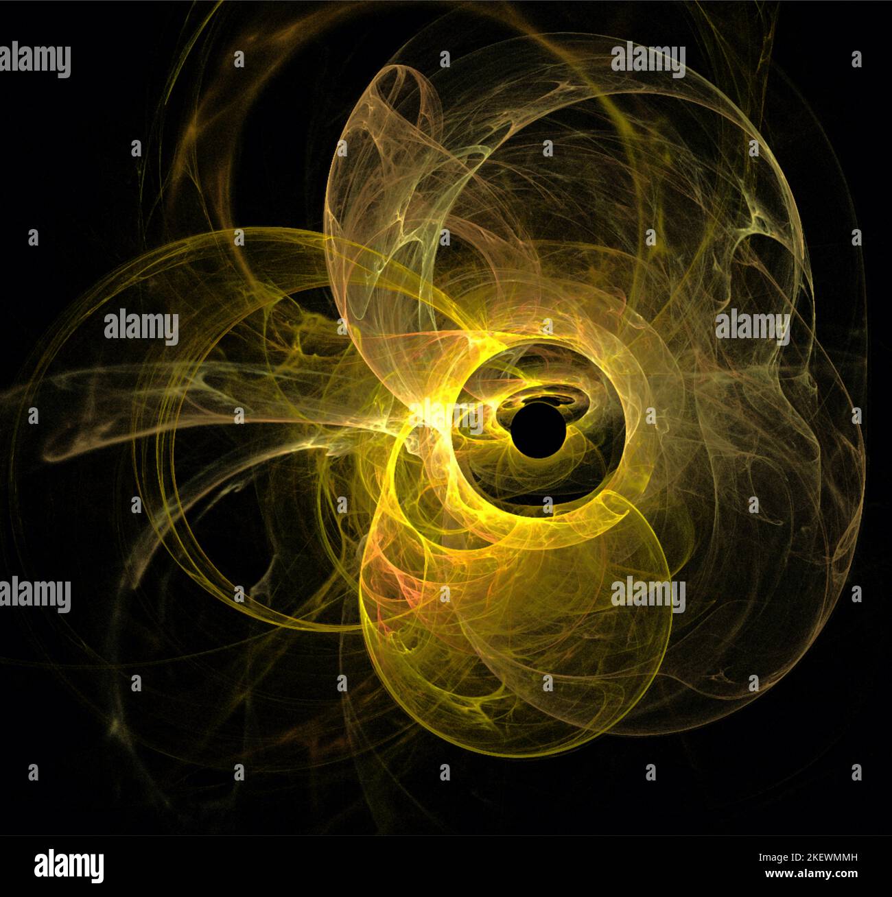 illustration of yellow space planet star system, color graphics ...