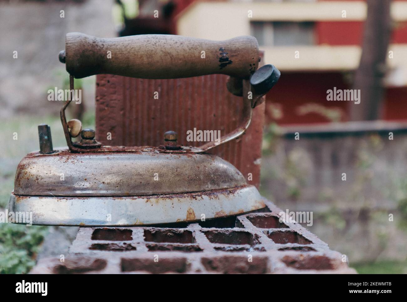Old Rusty Metal Iron Thrown Away At A Brick Left Out Due To Age Antique ...
