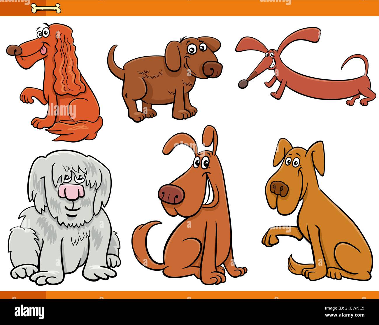 Cartoon illustration of funny dogs and puppies comic animal characters ...