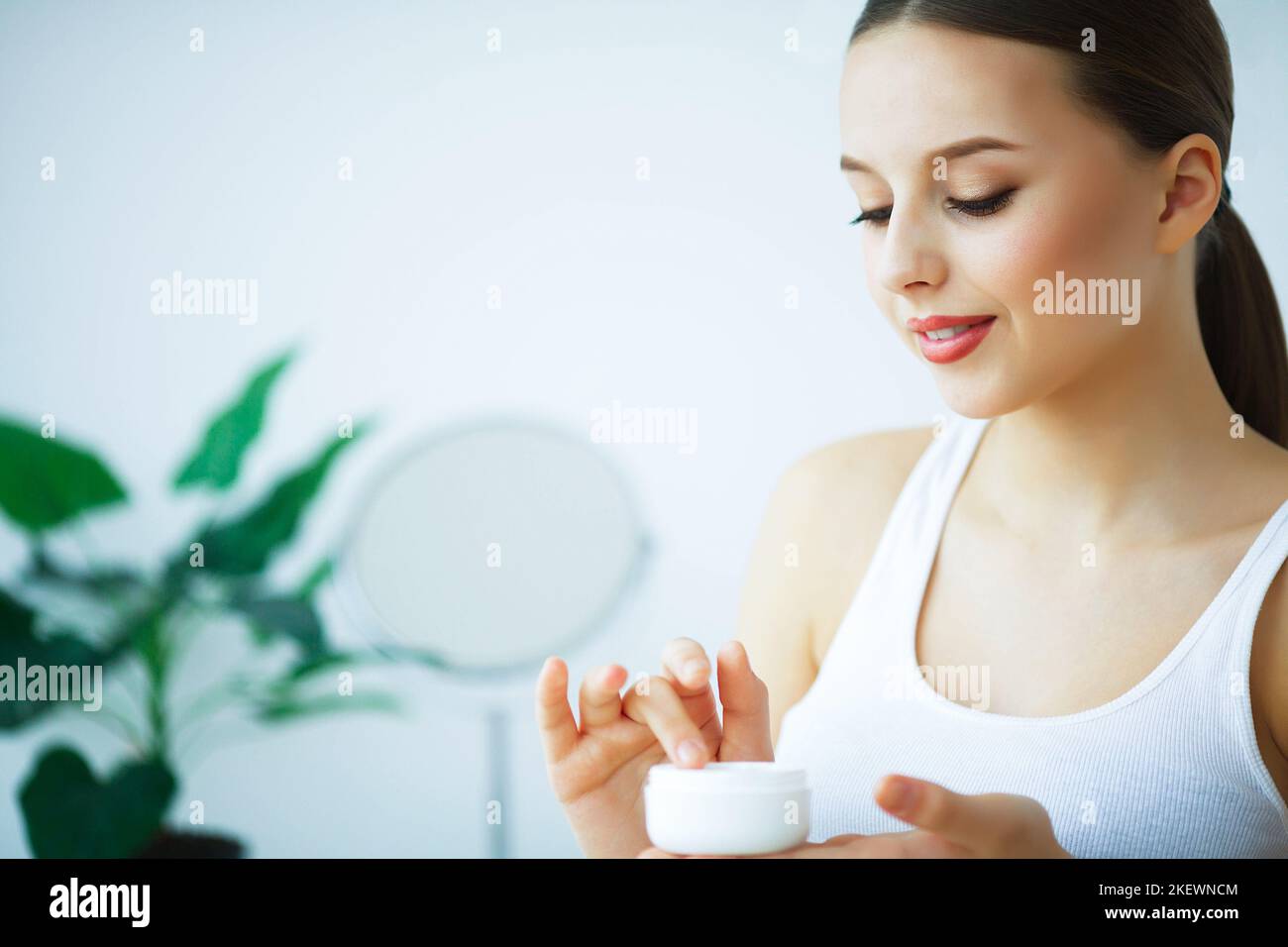 Beauty and Care. Portrait of a Young Girl with Pure Skin. Beauti Stock ...