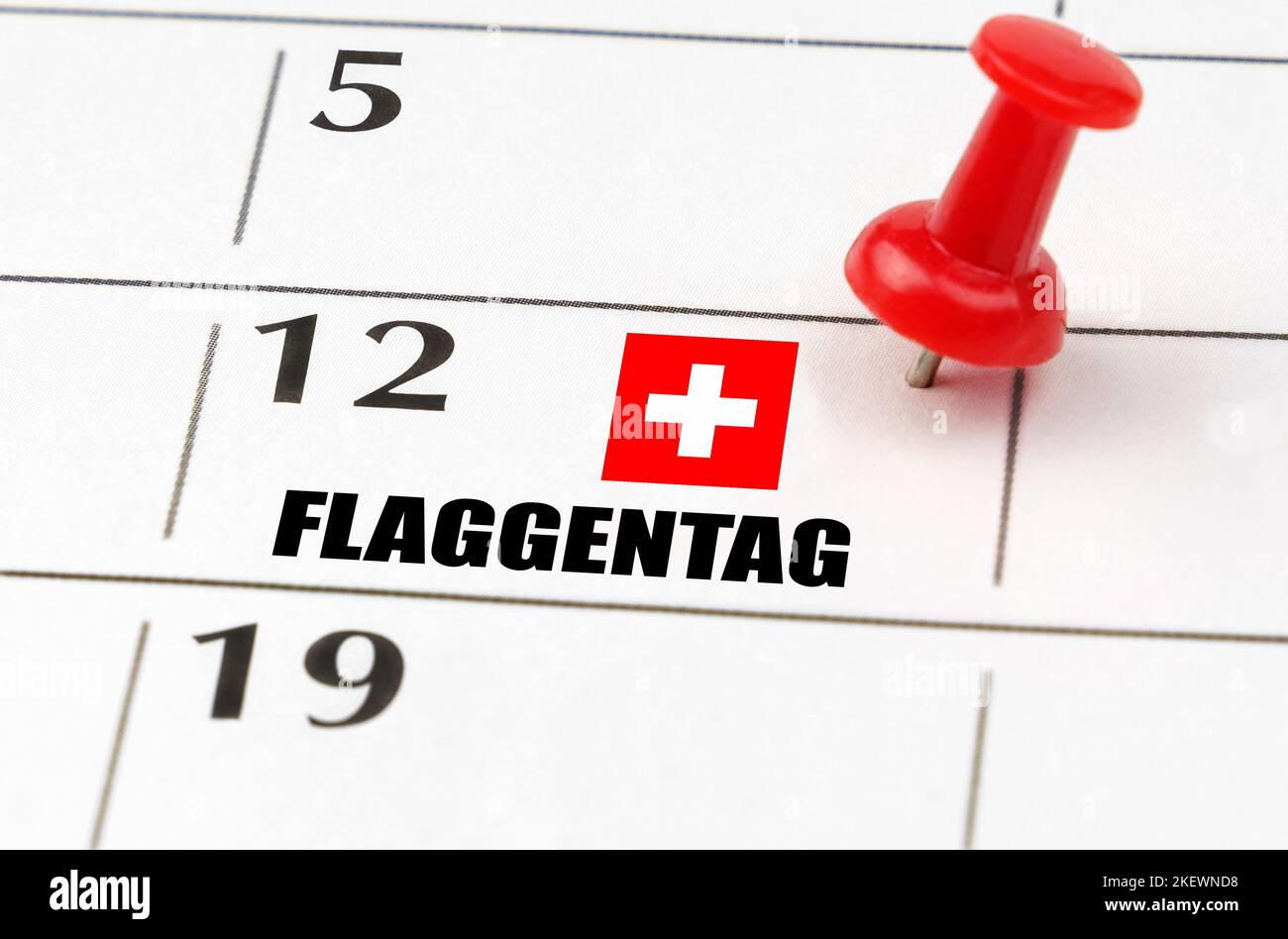 National holidays. On the calendar grid, the date and name of the ...