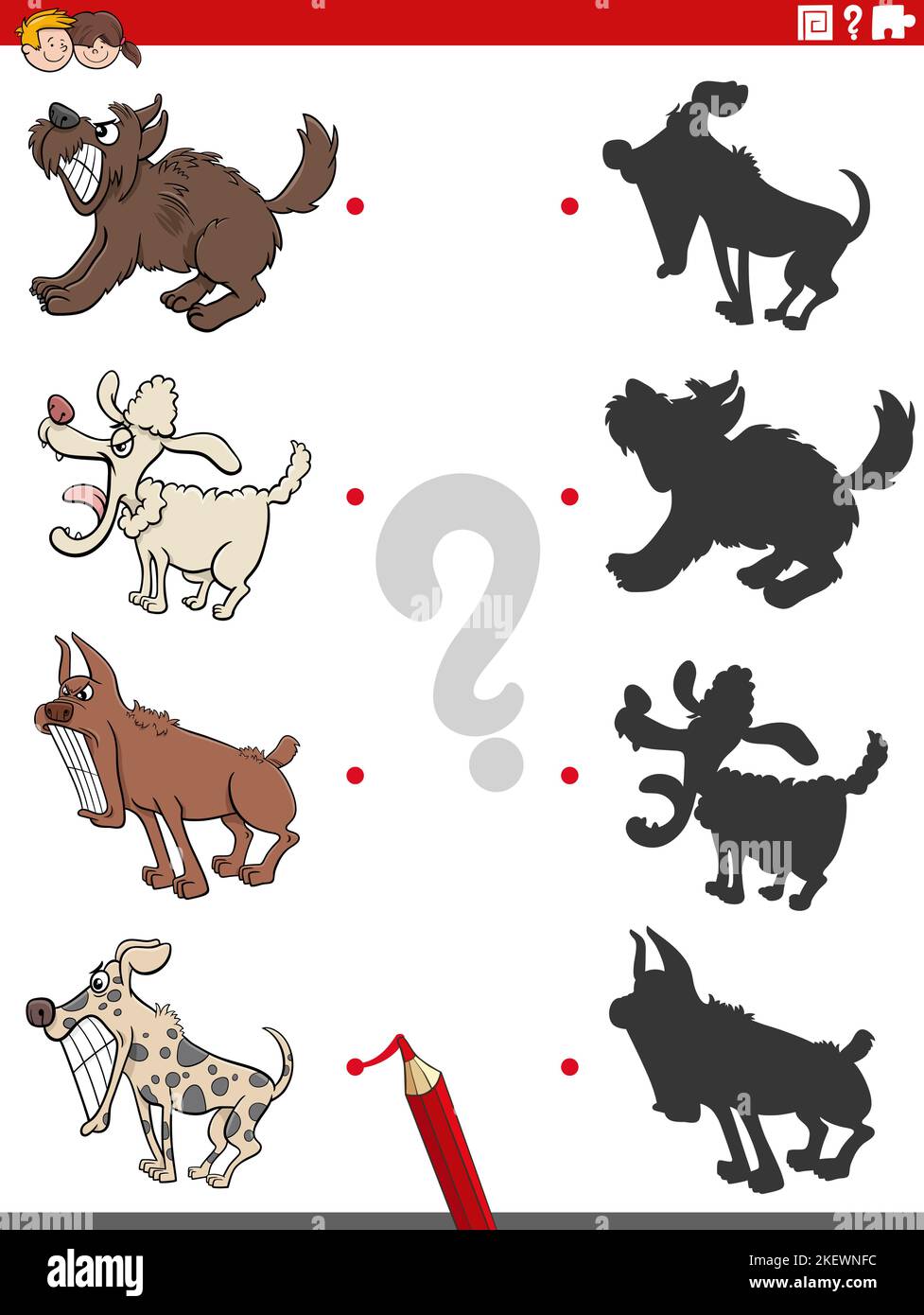 Cartoon illustration of match the right shadows with pictures ...