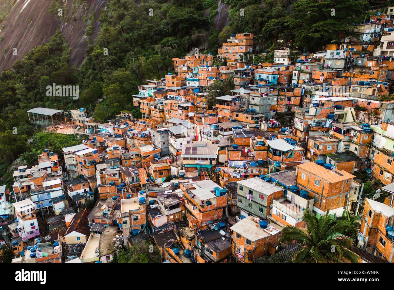 Aerial View of Favela Dona Marta Slum on the Mountain in Rio de Janeiro ...